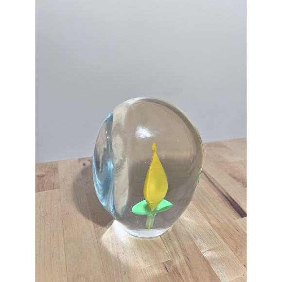 Beranek | Accents | Vintage Beranek Czech Glass Paperweight With Yellow ...